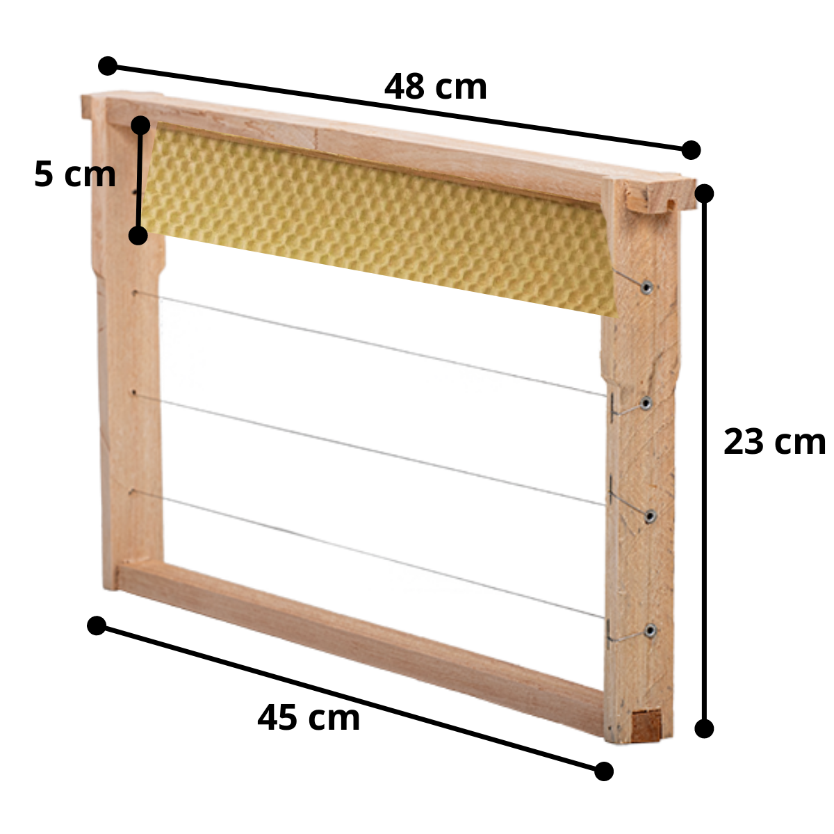 Quadro Caixilho Ninho Langstroth C/ Cera, Arame e Ilhos - Agrobees